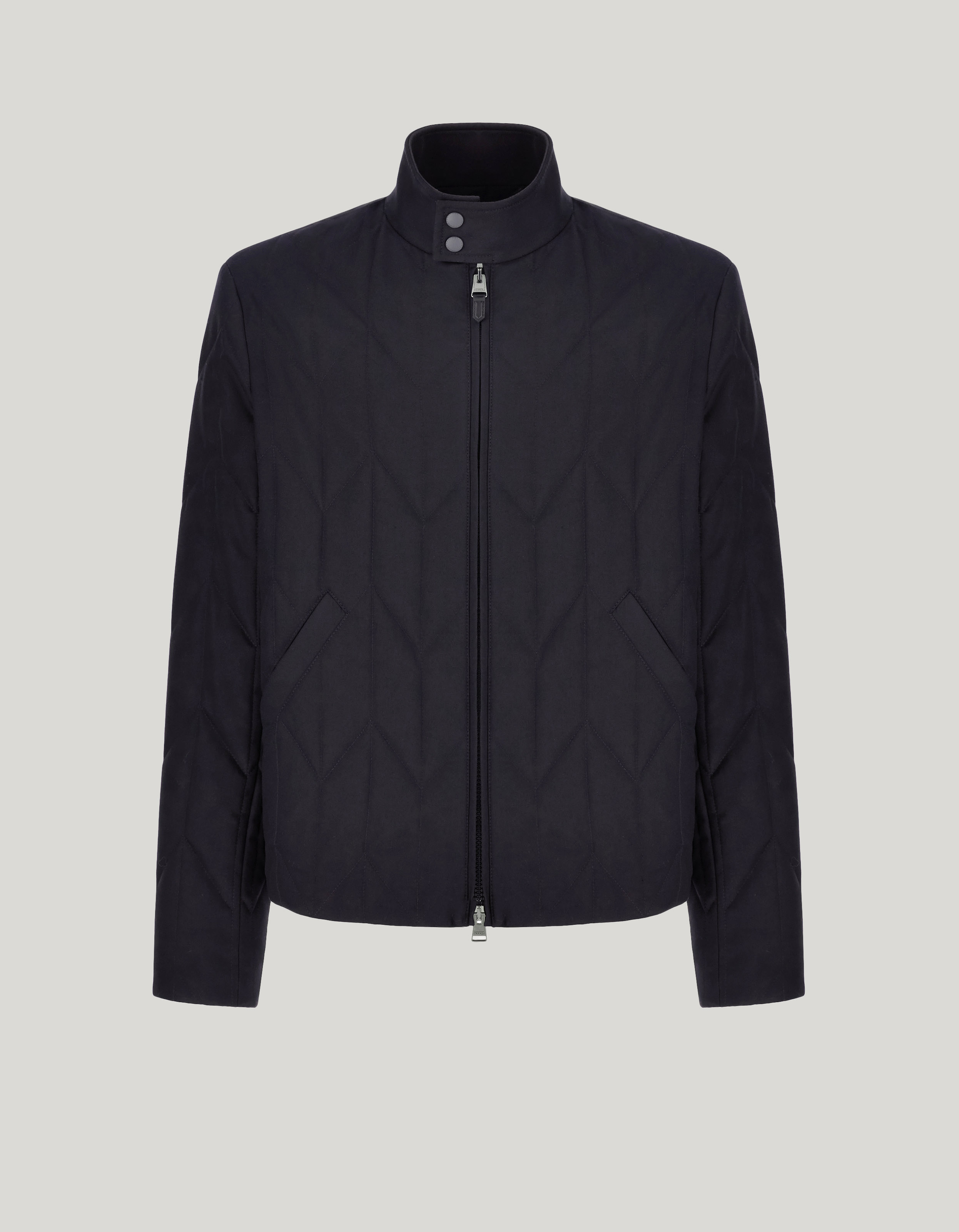 Quilted Jacket In Blue Technical Fabric - Canali US